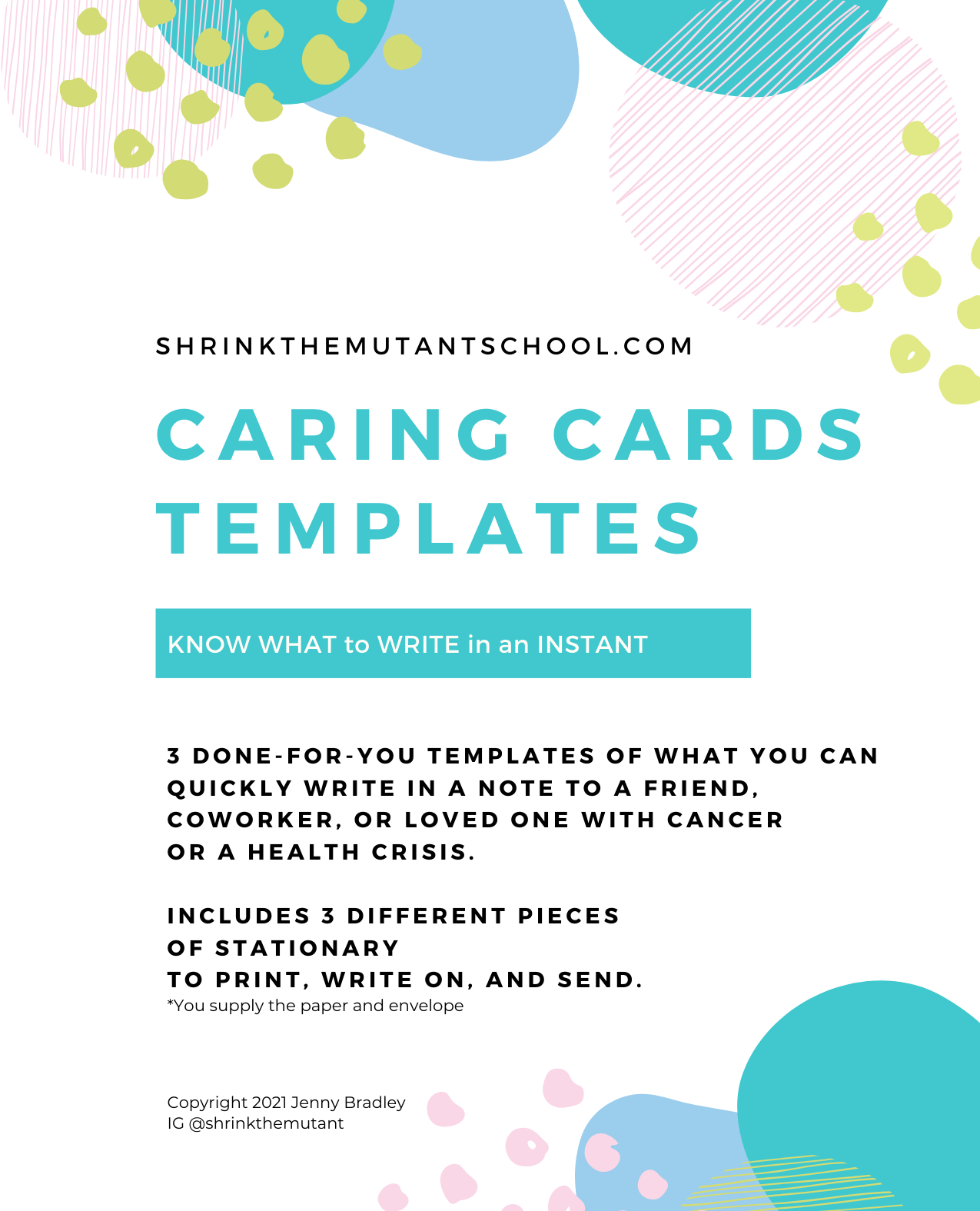 Caring Cards Templates – Shrink the Mutant School